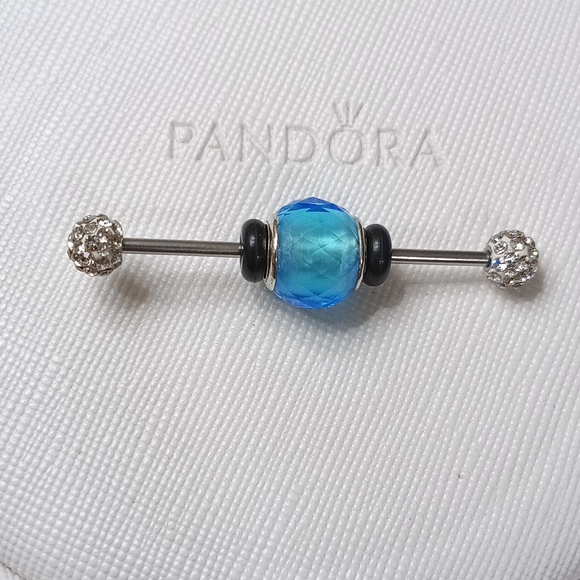 Pandora | Jewelry | Pandora Silver Sky Blue Crystal Geometric Facets ...